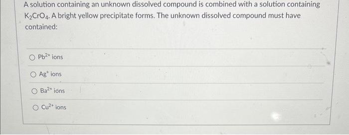 Solved A solution containing an unknown dissolved compound | Chegg.com