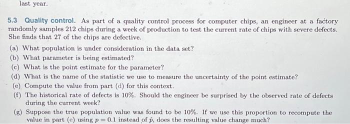 Solved 5.3 Quality control. As part of a quality control | Chegg.com