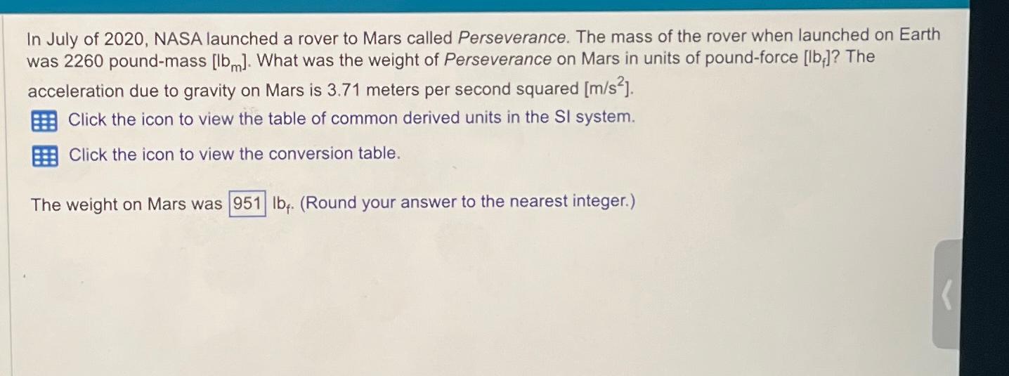 Solved In July of 2020, ﻿NASA launched a rover to Mars | Chegg.com