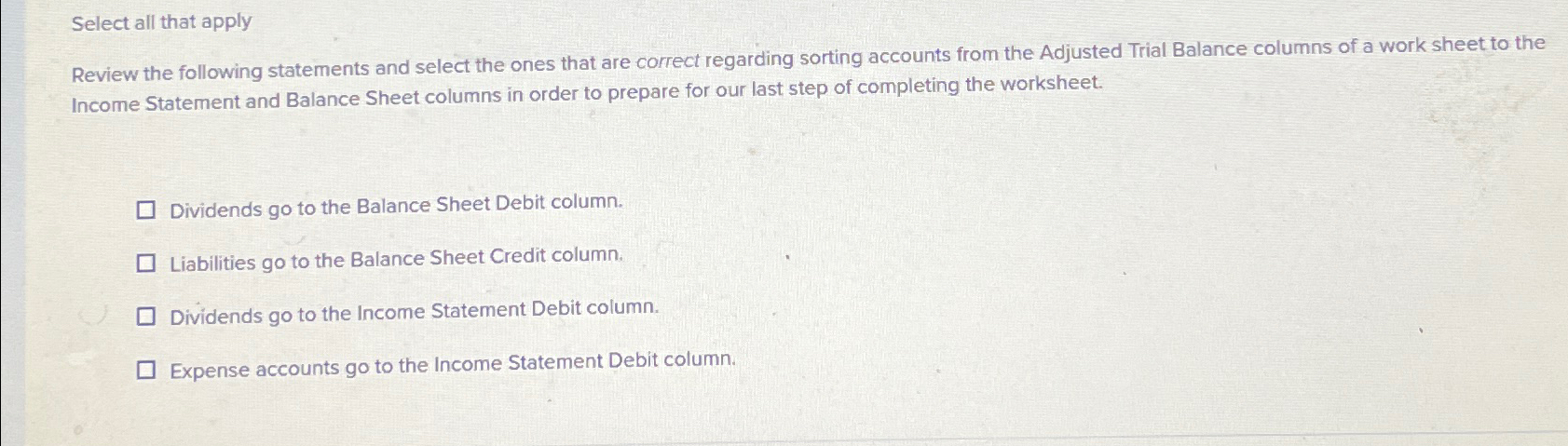 Solved Select all that applyReview the following statements | Chegg.com