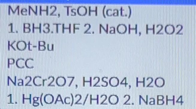 Solved MeNH2, TsOH (cat.) 1. BH3.THF 2. NaOH,H2O2 KOt-Bu PCC | Chegg.com