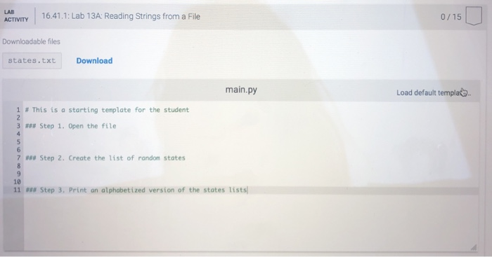 Solved 16.41 Lab 13A: Reading Strings from a File Overview | Chegg.com