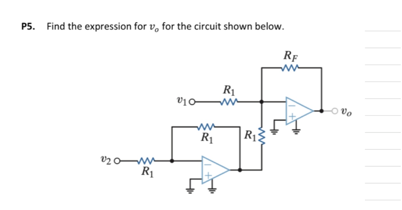 Solved P5. ﻿Find the expression for vo ﻿for the circuit | Chegg.com