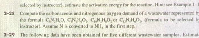 2-28 Compute the carbonaceous and nitrogenous oxygen | Chegg.com