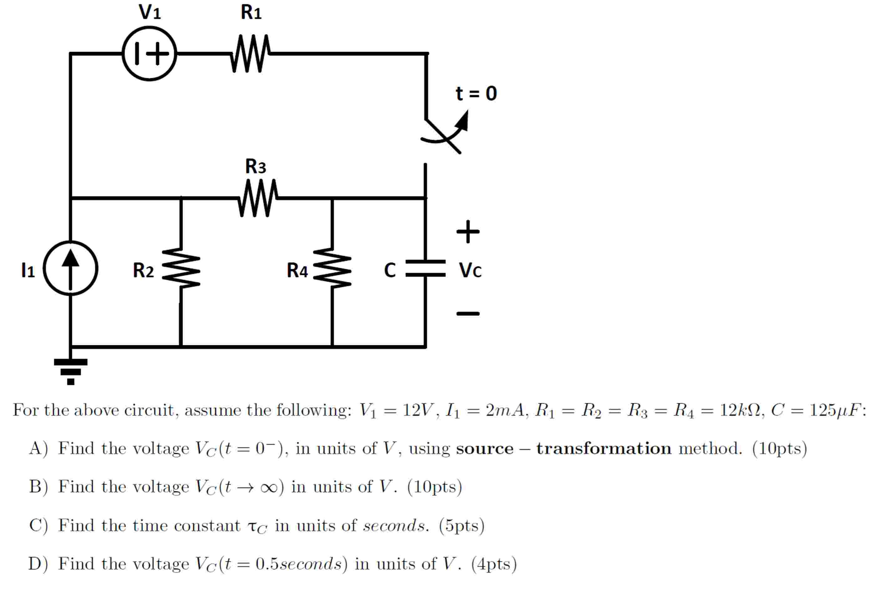 Solved For the above circuit, assume the following: | Chegg.com