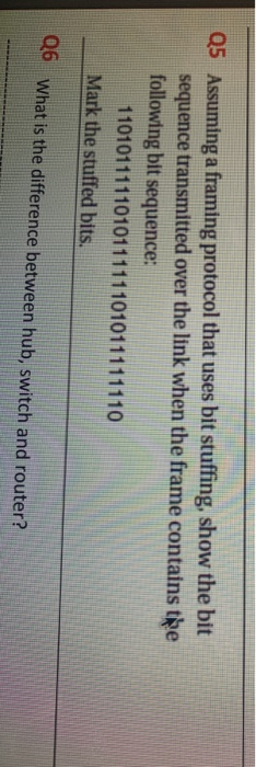 Solved Q5 Assuming a framing protocol that uses bit | Chegg.com