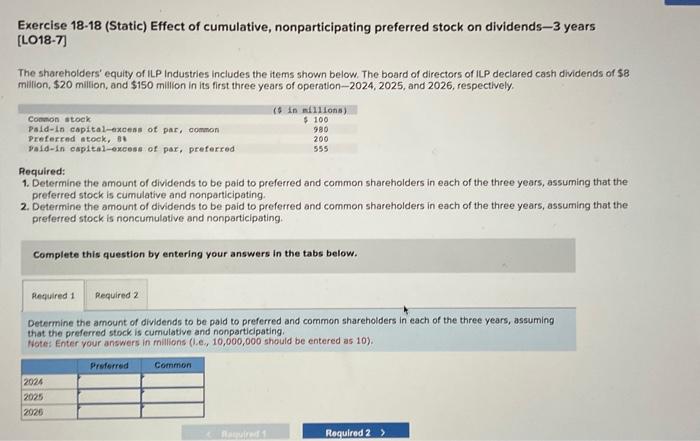 Solved Exercise 18-18 (Static) Effect of cumulative, | Chegg.com