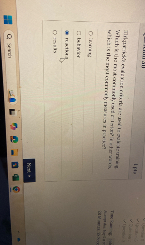Solved 1 ﻿ptsKirkpatrick's evaluation criteria are used to | Chegg.com