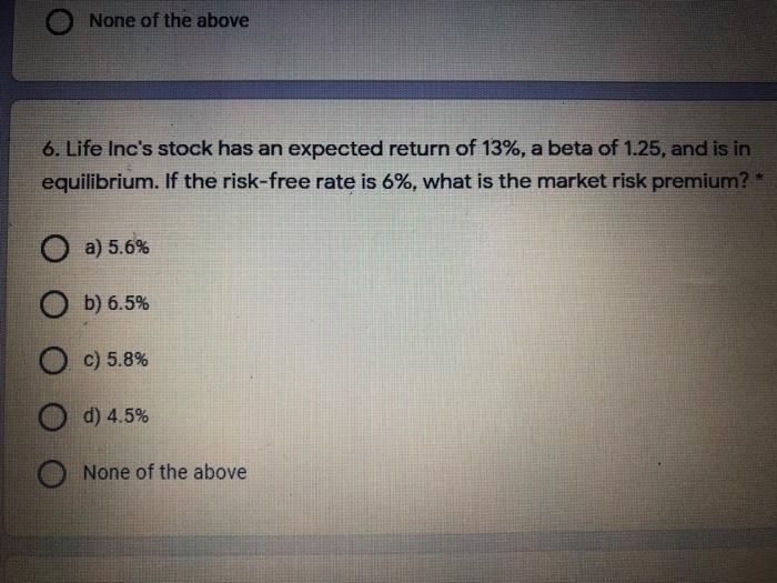 Solved None Of The Above 10 Suppose You Hold A Portfolio