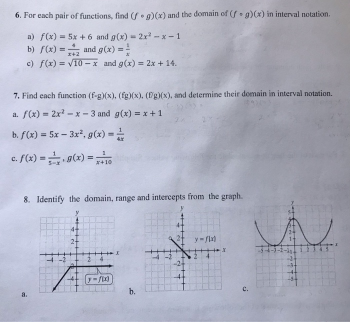 Solved 6. For each pair of functions, find (fºg)(x) and the | Chegg.com