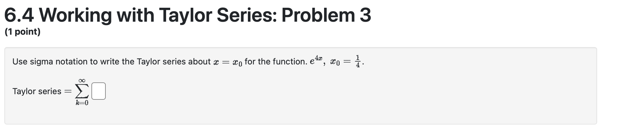 Solved Use sigma notation to write the Taylor series about | Chegg.com