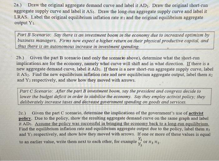 Solved 2a.) Draw the original aggregate demand curve and | Chegg.com
