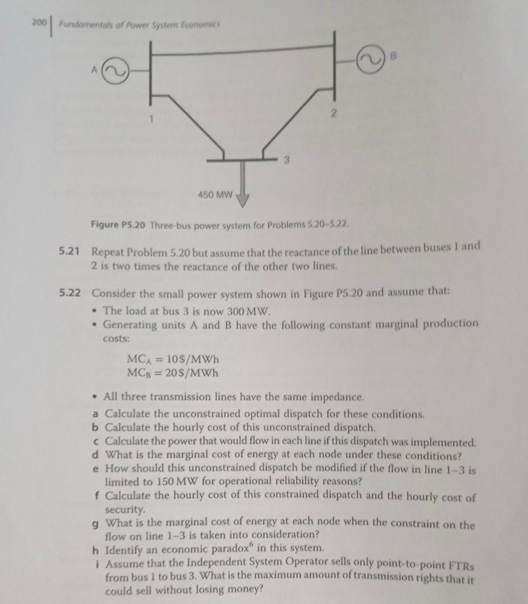 Solved Figure P5.20 Three-bus power system for Problems | Chegg.com