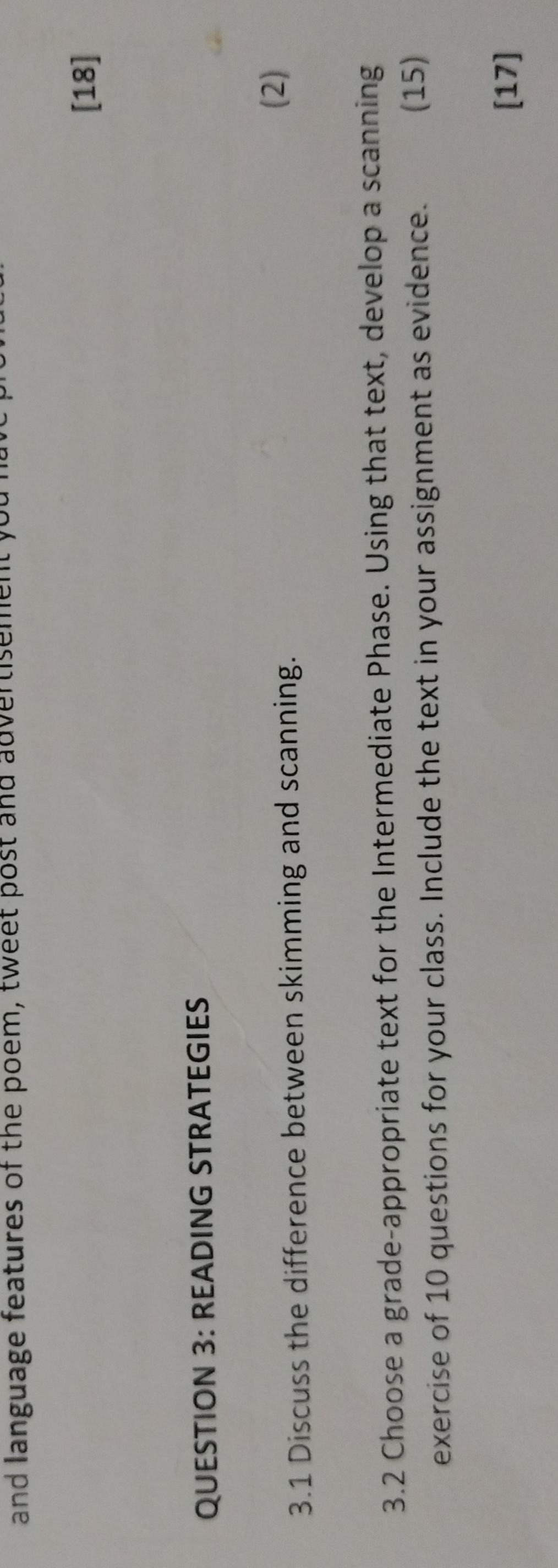 QUESTION 3: READING STRATEGIES3.1 ﻿Discuss the | Chegg.com