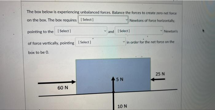 Solved The box below is experiencing unbalanced forces. | Chegg.com