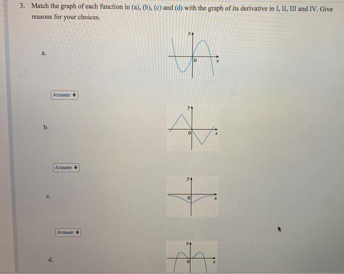3. Match the graph of each function in (a), (b), (c) | Chegg.com