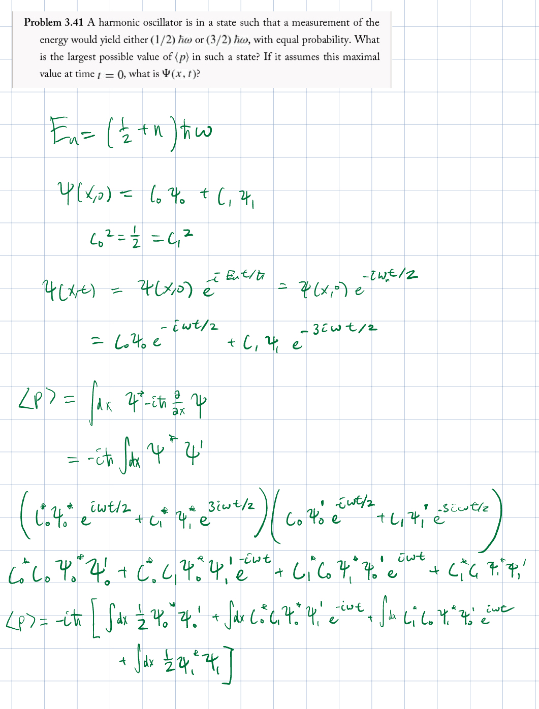 Solved Problem 3.41 ﻿A harmonic oscillator is in a state | Chegg.com