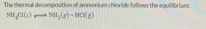 The thermal decomposition of ammonium chloride | Chegg.com