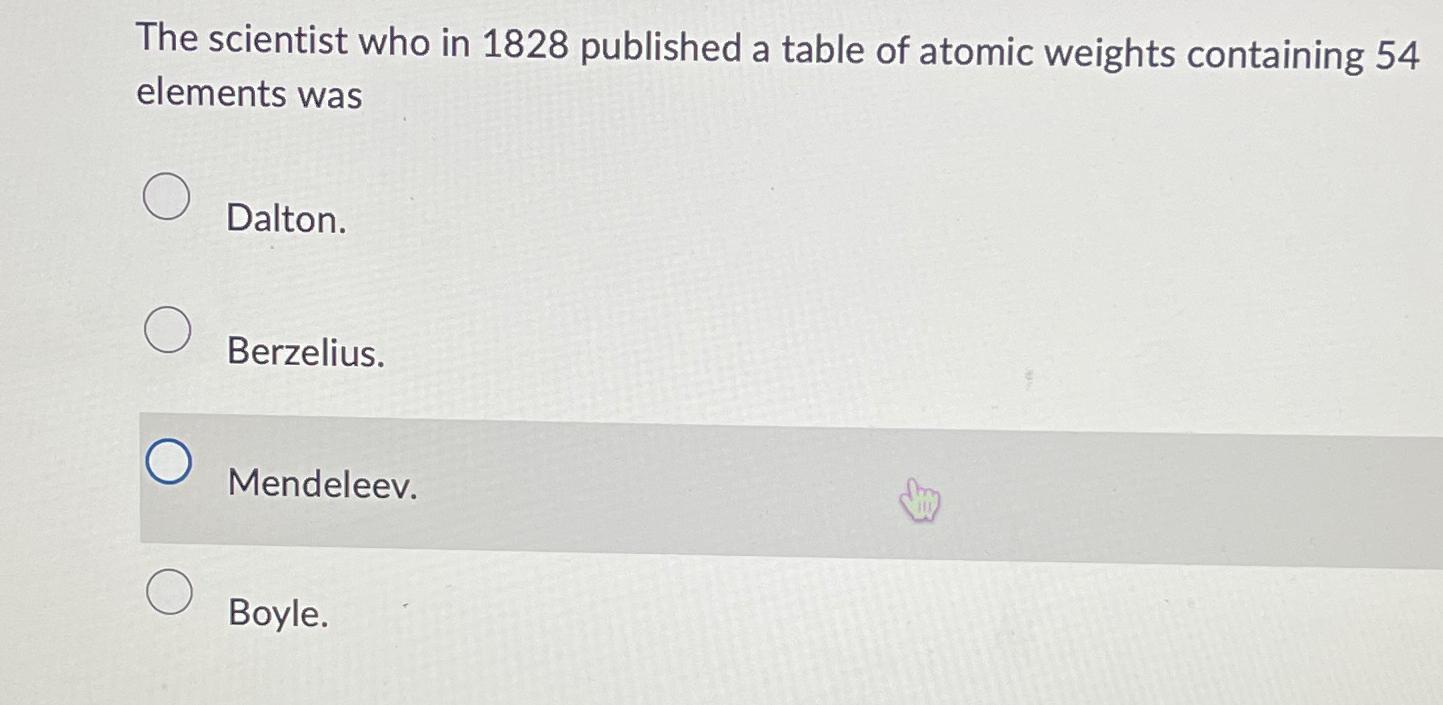 Solved The scientist who in 1828 ﻿published a table of | Chegg.com