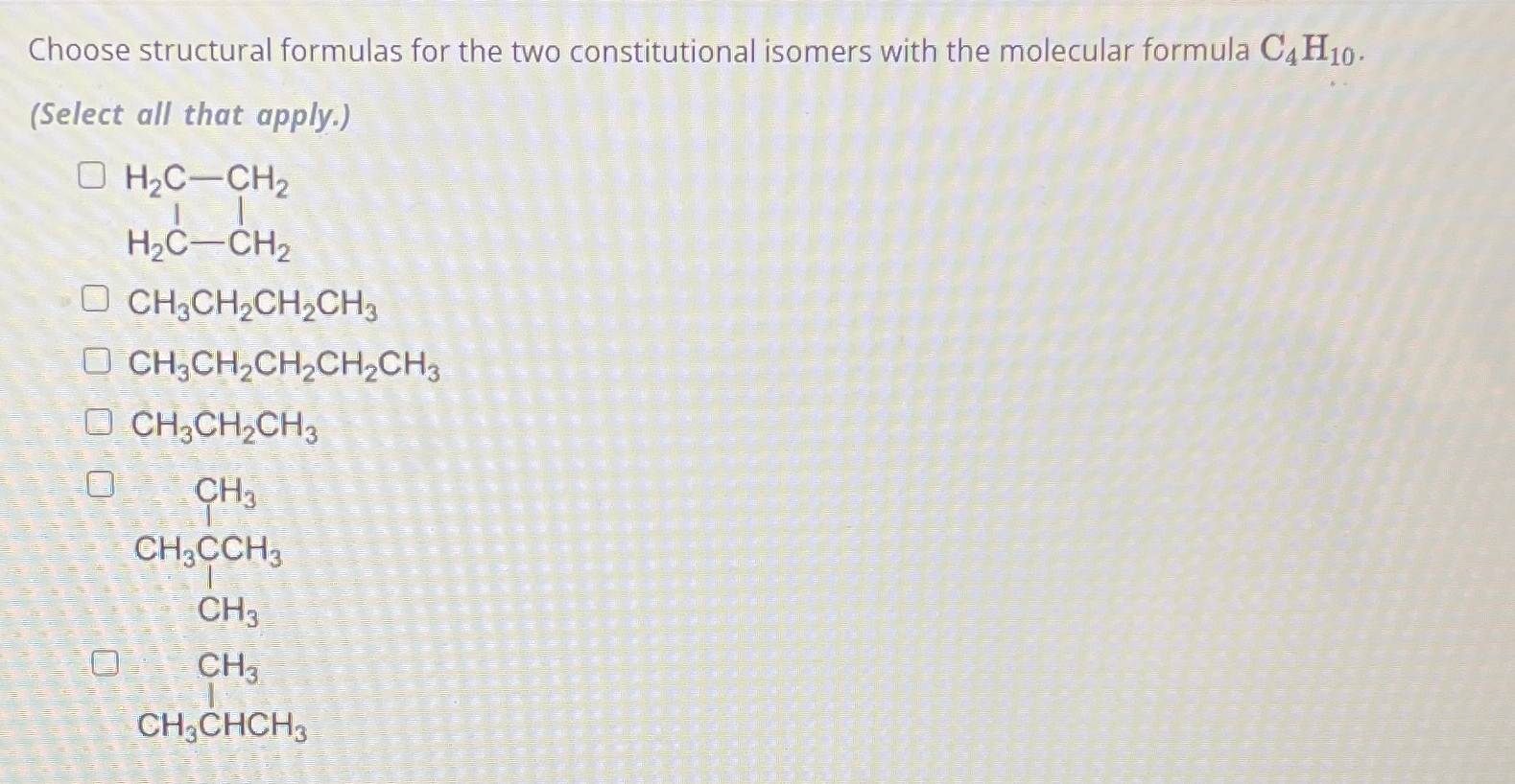 Solved Choose structural formulas for the two constitutional | Chegg.com