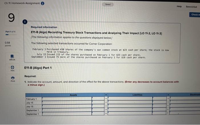 Solved Ch 11: Homework Assignment Seved Help Save & E Cheder | Chegg.com Solved Ch 11: Homework Assignment Seved Help Save & E Cheder | Chegg.com