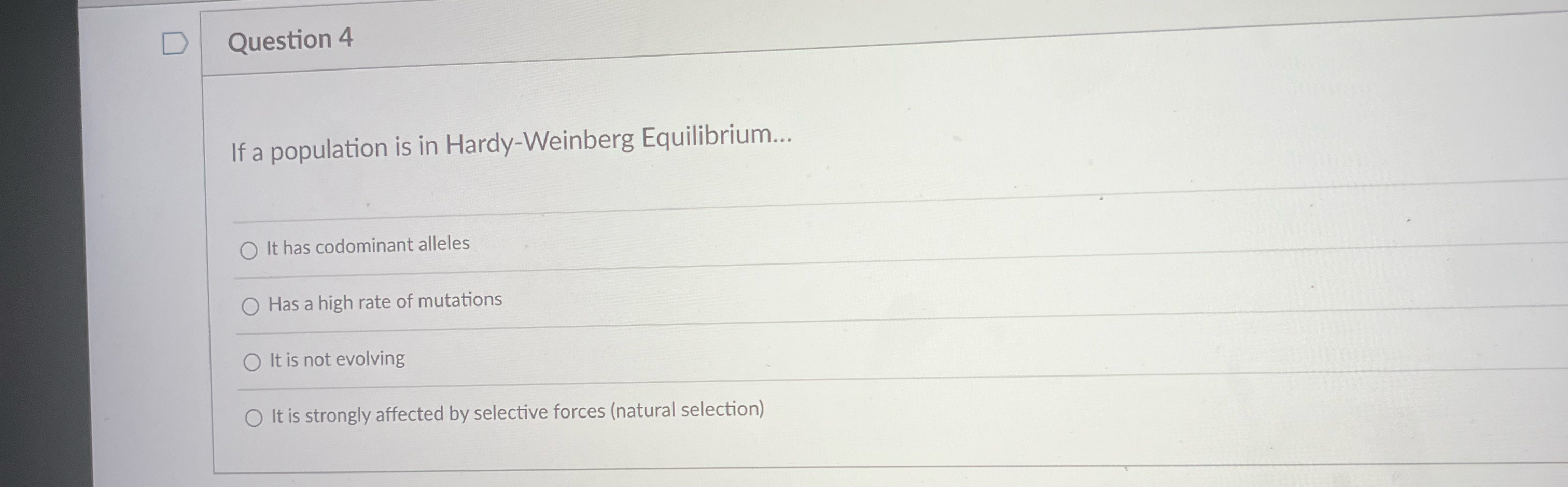 Solved Question 4If a population is in Hardy-Weinberg | Chegg.com
