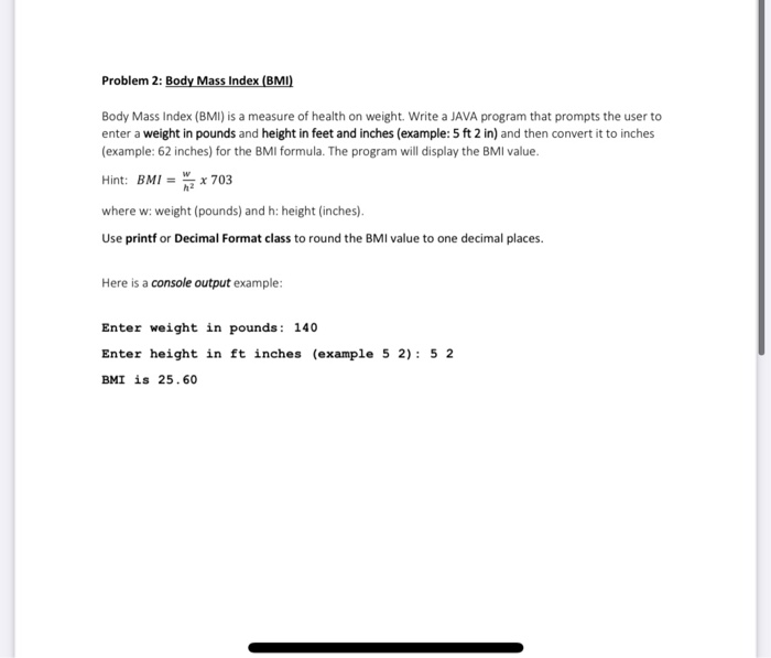 Solved Problem 2: Body Mass Index (BMI) Body Mass Index | Chegg.com