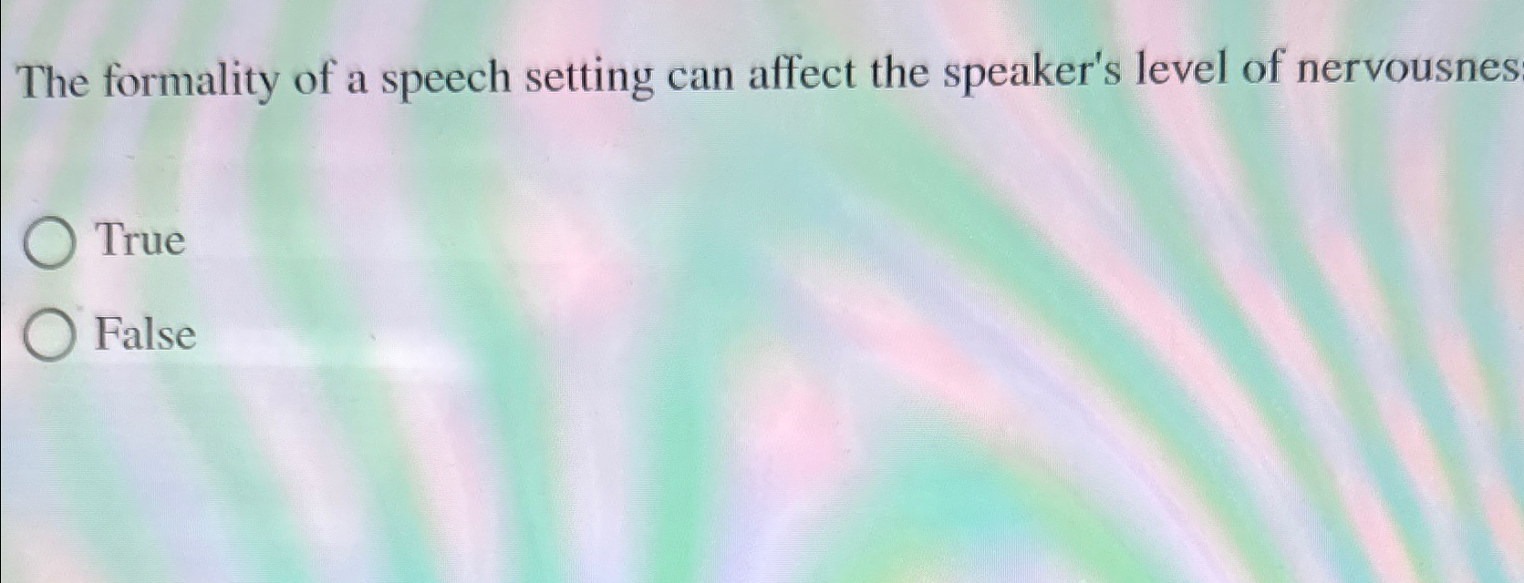 Solved The formality of a speech setting can affect the | Chegg.com