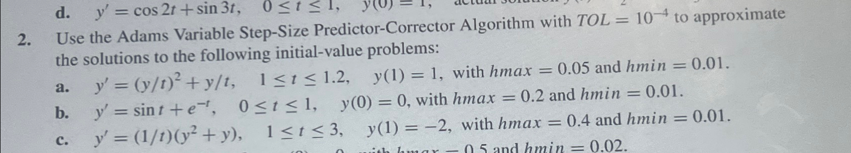 Use the Adams Variable Step-Size Predictor-Corrector | Chegg.com