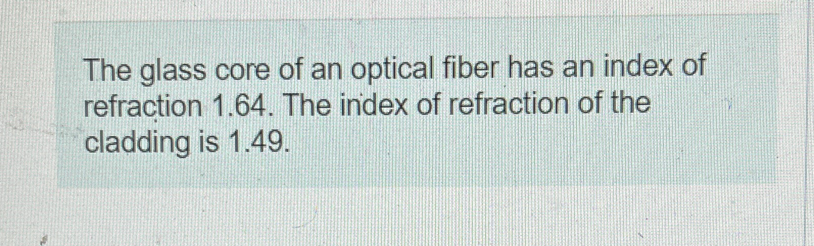 The glass core of an optical fiber has an index of | Chegg.com