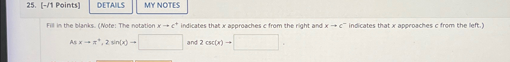Solved [-/1 ﻿Points]Fill in the blanks. (Note: The notation | Chegg.com