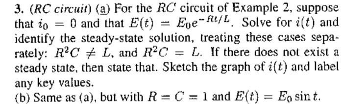 Solved 3. (RC circuit) (a) For the RC circuit of Example 2, | Chegg.com