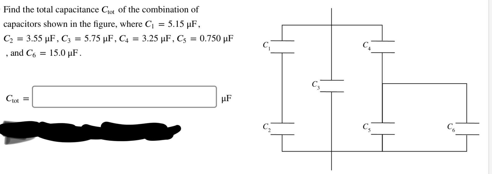 Find the total capacitance Ctot of ﻿the combination | Chegg.com