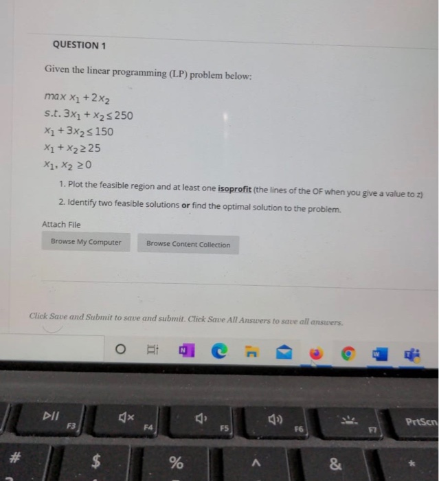 Solved QUESTION 1 Given the linear programming (LP) problem | Chegg.com