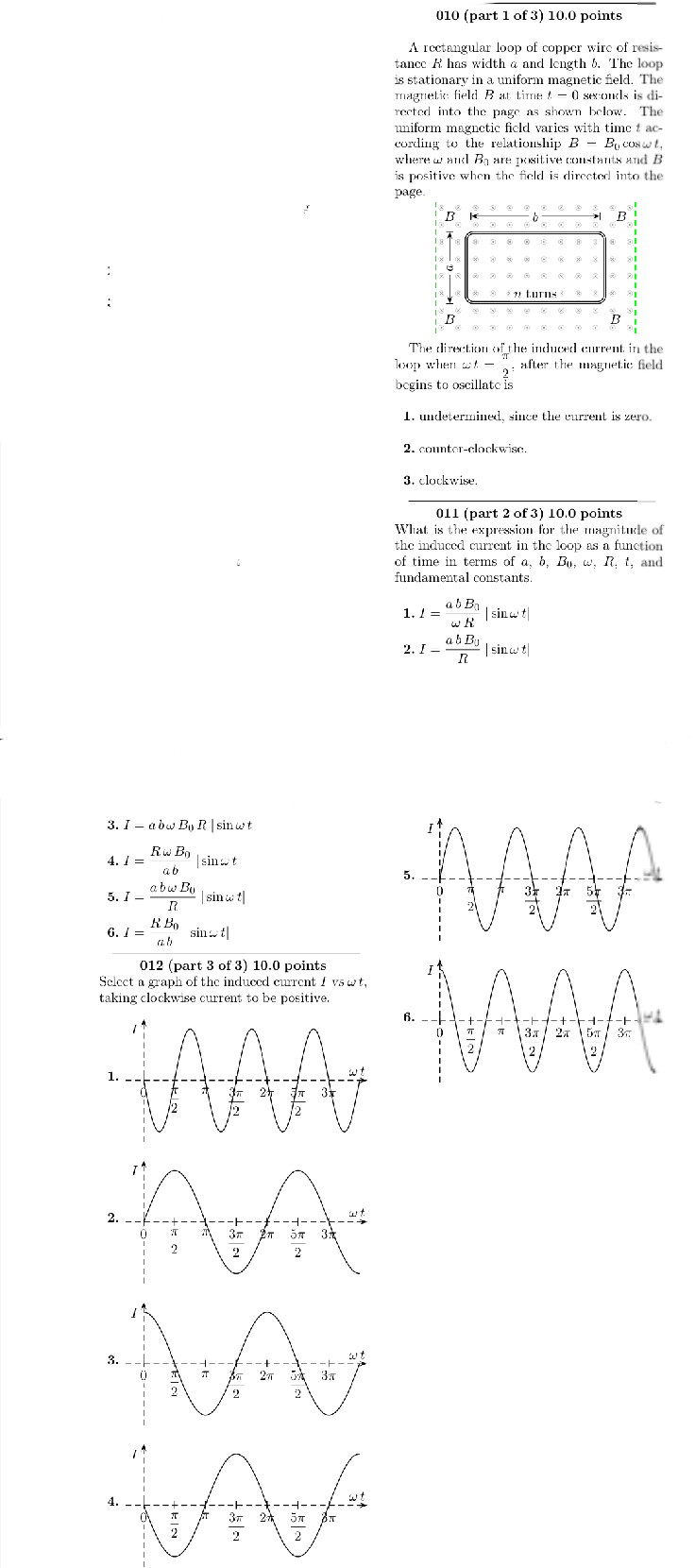 Solved 010 (part 1 ﻿of 3 ) 10.0 ﻿pointsA rectangular loop of | Chegg.com