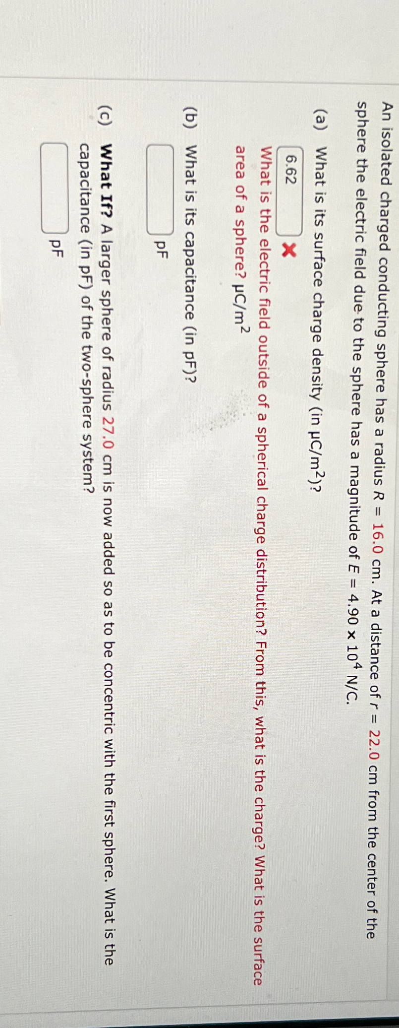 Solved An isolated charged conducting sphere has a radius | Chegg.com