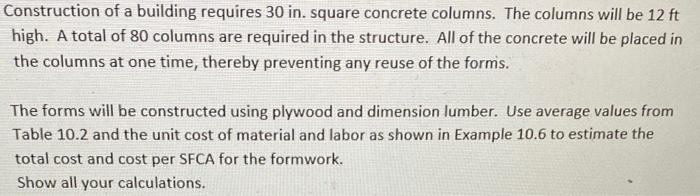 Solved Construction of a building requires 30 in. square | Chegg.com