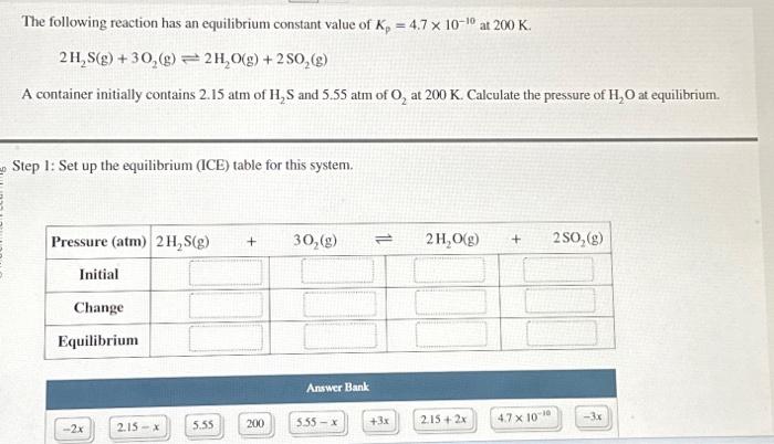 Solved The following reaction has an equilibrium constant | Chegg.com