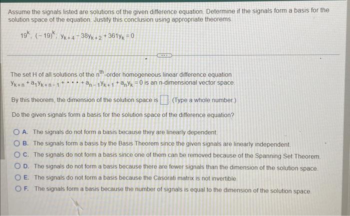 Solved Assume the signals listed are solutions of the given | Chegg.com