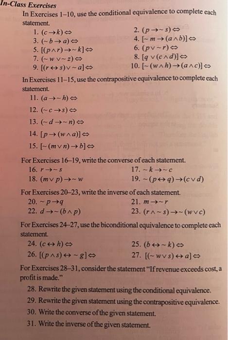 Solved I-Class Exercises In Exercises 1-10, use the | Chegg.com