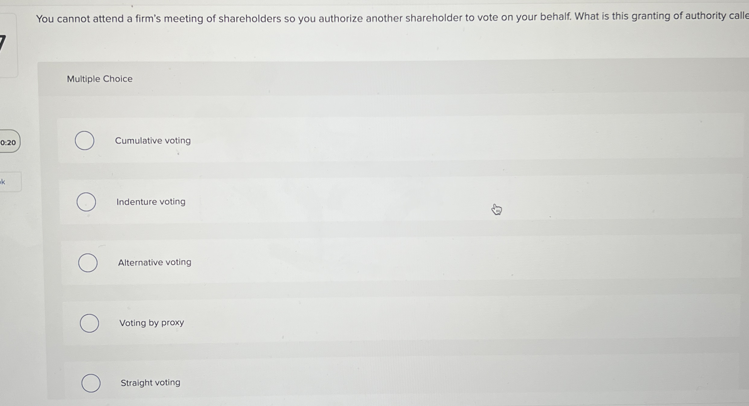 Solved You cannot attend a firm's meeting of shareholders so | Chegg.com