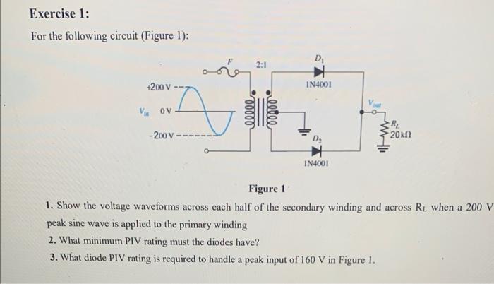 Solved Exercise 1: For the following circuit (Figure 1): | Chegg.com