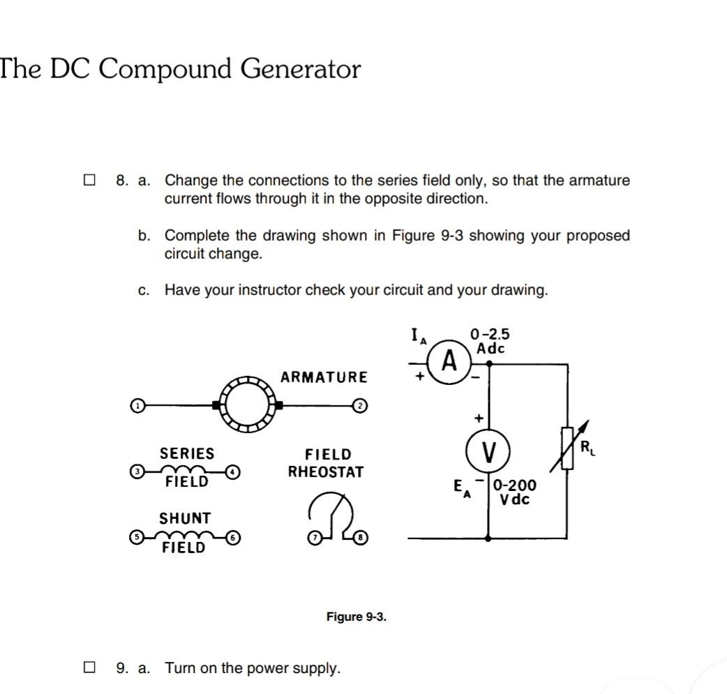 Solved The DC Compound Generator 8. a. Change the | Chegg.com