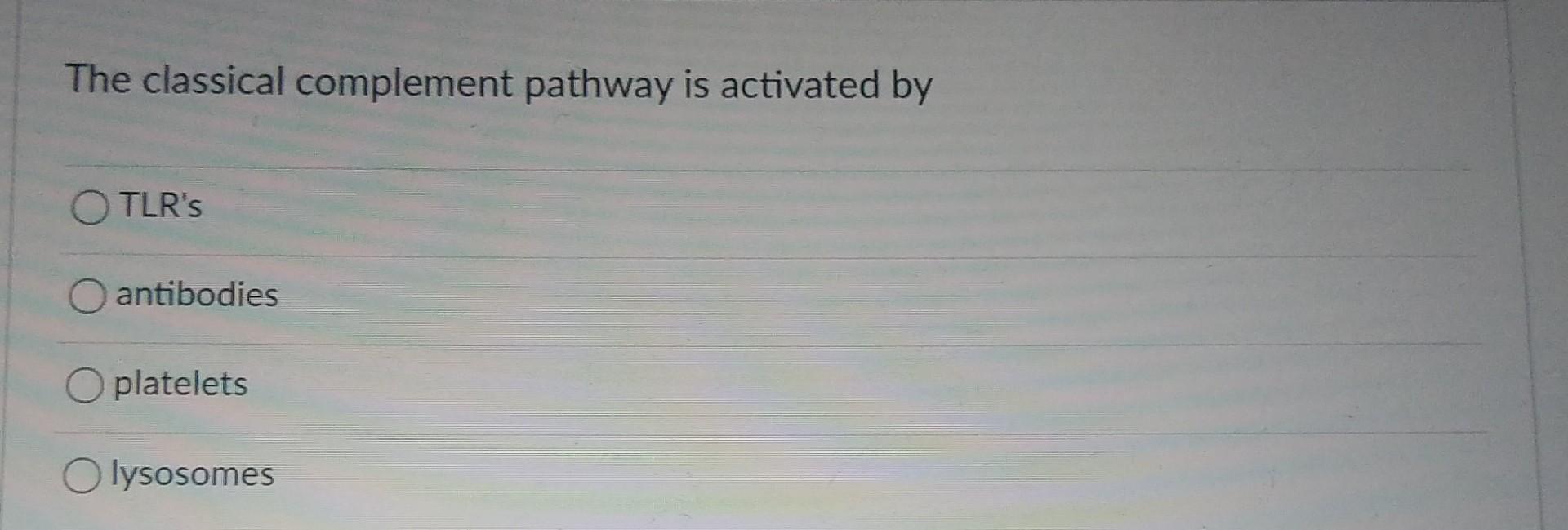 Solved The classical complement pathway is activated by | Chegg.com