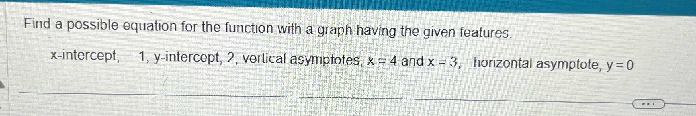 Solved Find a possible equation for the function with a | Chegg.com