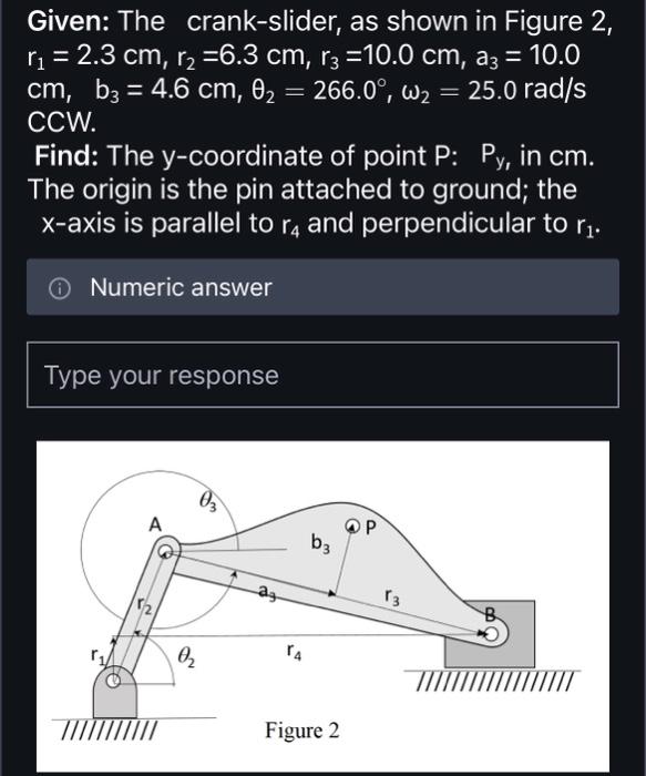 Solved Given: The crank-slider, as shown in Figure 2, r1=2.3 | Chegg.com Solved Given: The crank-slider, as shown in Figure 2, r1=2.3 | Chegg.com