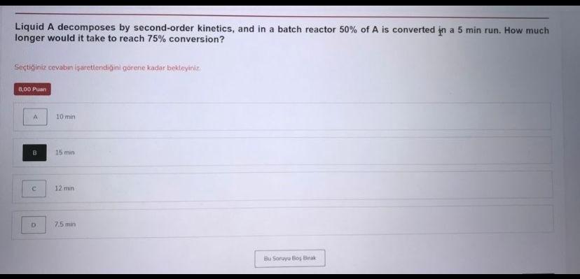 Solved Liquid A decomposes by second-order kinetics, and in | Chegg.com