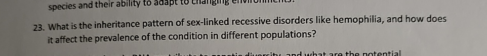 Solved What Is The Inheritance Pattern Of Sex Linked