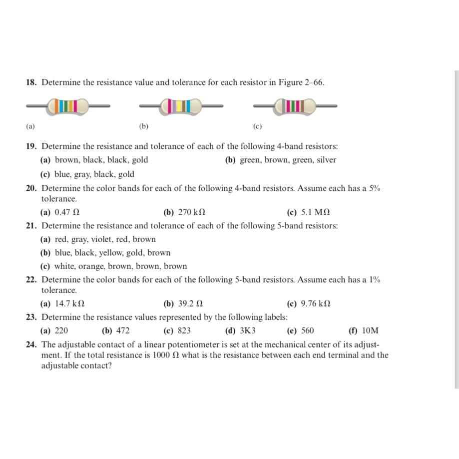Solved Determine the resistance value and tolerance for each | Chegg.com