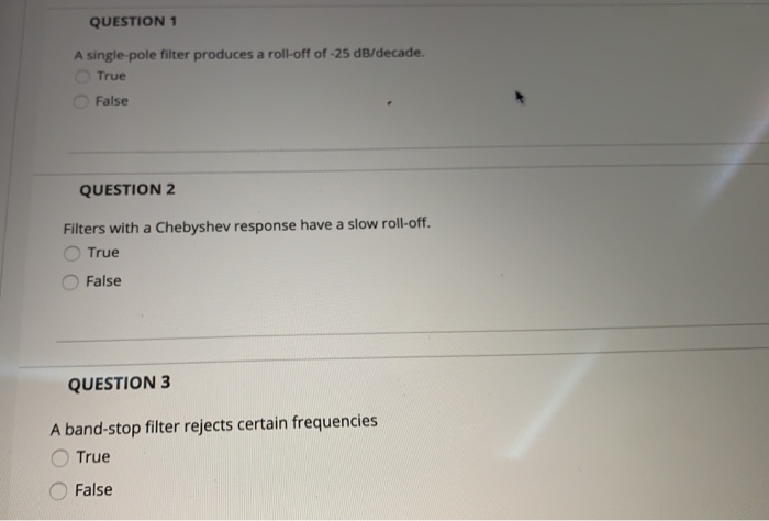 Solved QUESTION 1 A single pole filter produces a roll-off | Chegg.com